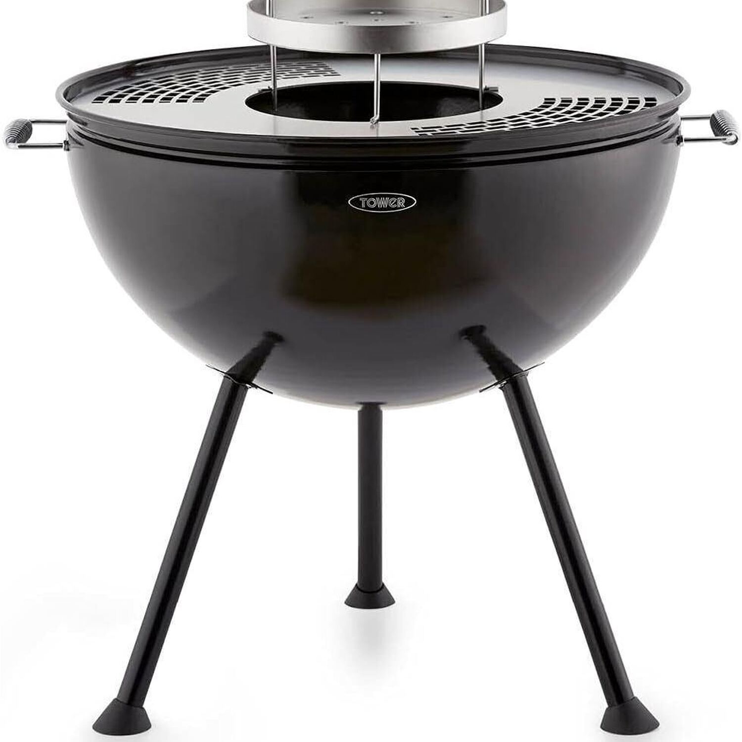 Tower 2 in 1 Black Sphere Fire Pit and BBQ Grill
