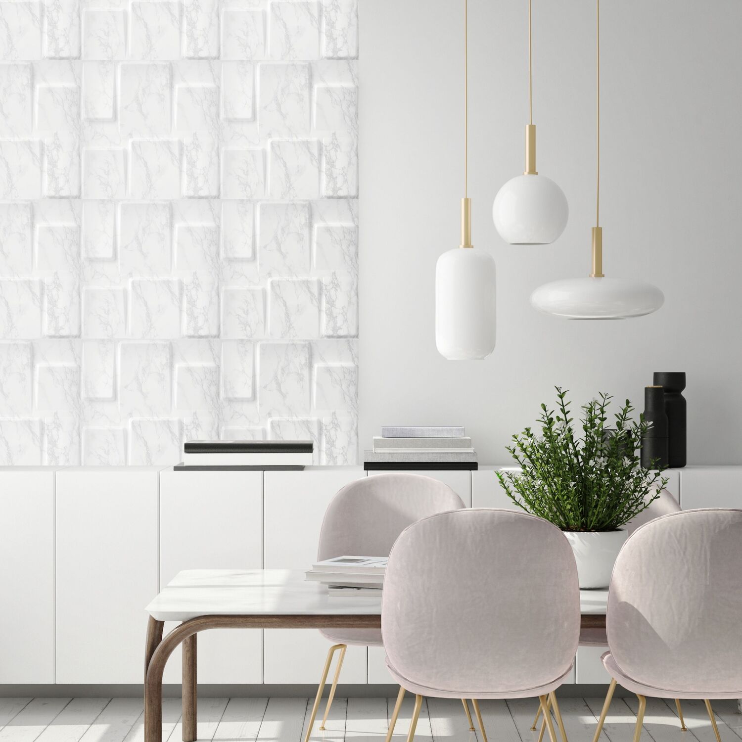 3D Wall Panels with Adhesive Included - Geometric Squares Design