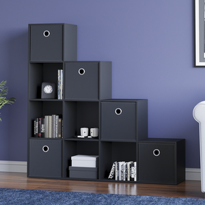 Durham 10 Cube Staircase Storage Unit - Set of 5 Black Baskets