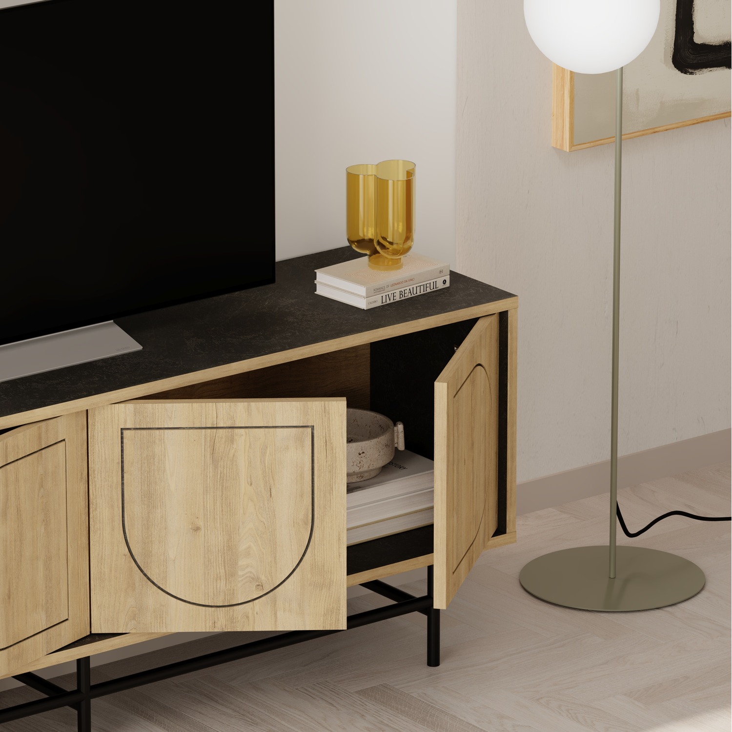 Joji Modern Console Unit with Laser-Cut Design