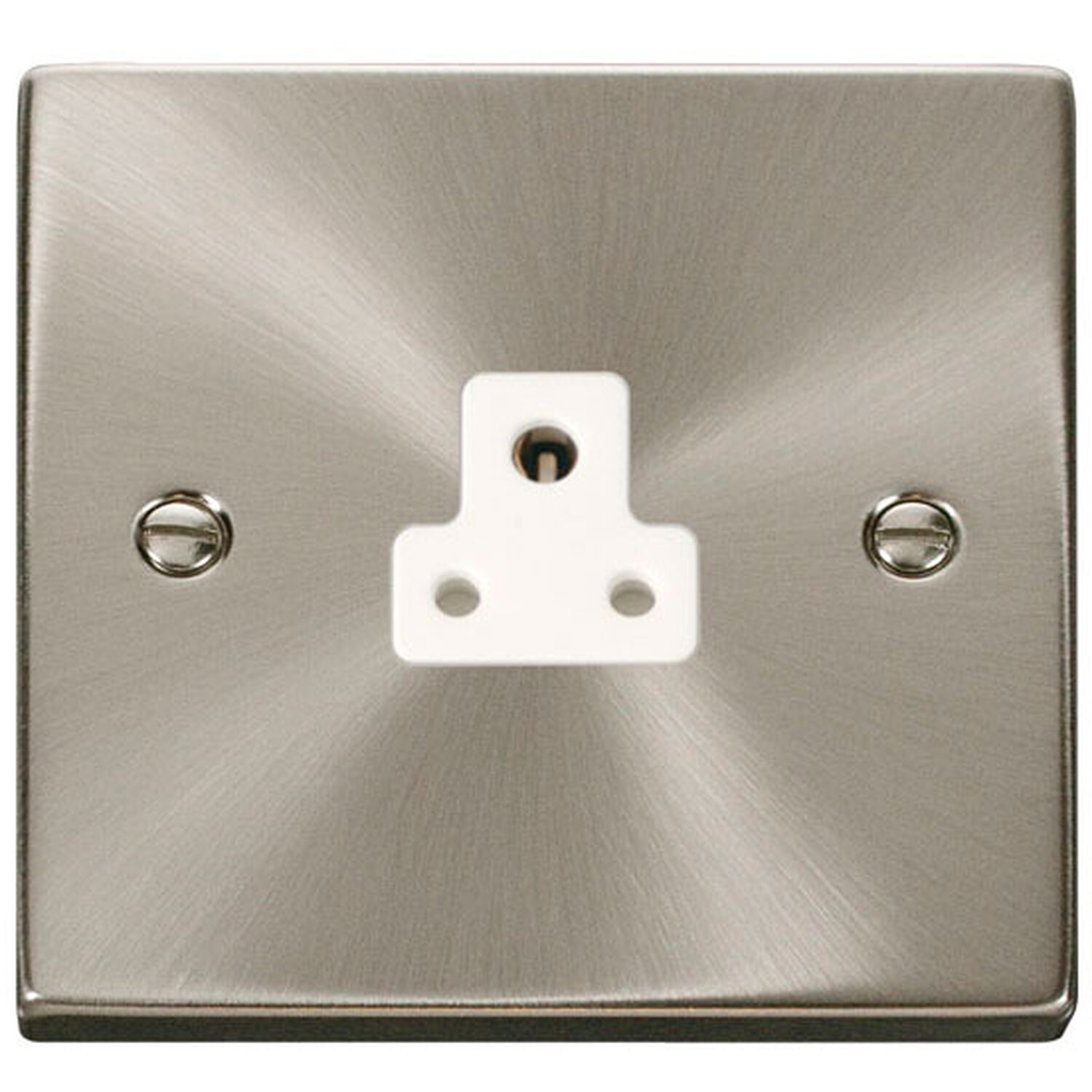 Satin Brushed Chrome 1 Gang 2A Round Pin Socket