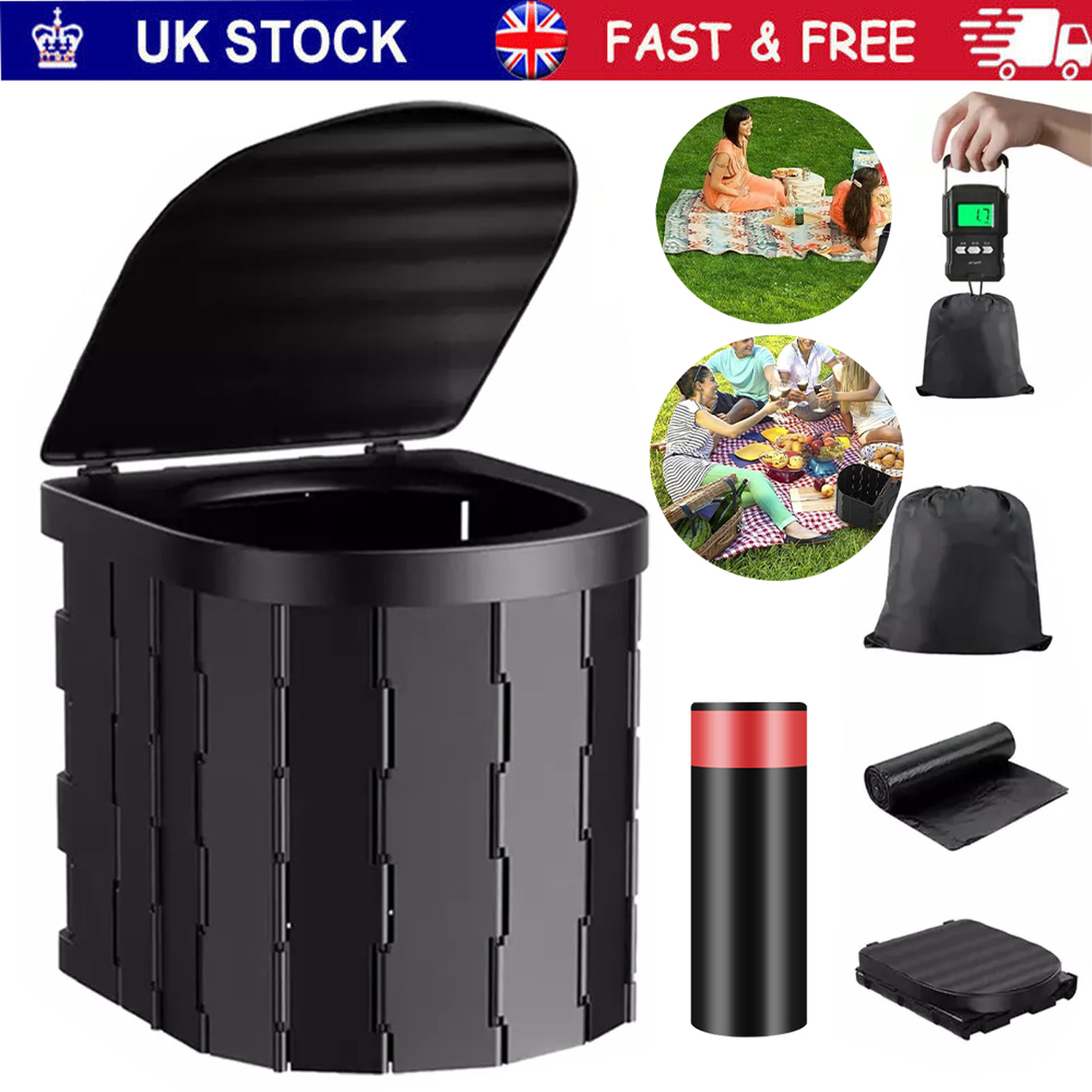 Folding Portable Outdoor Camping Travel Toilet