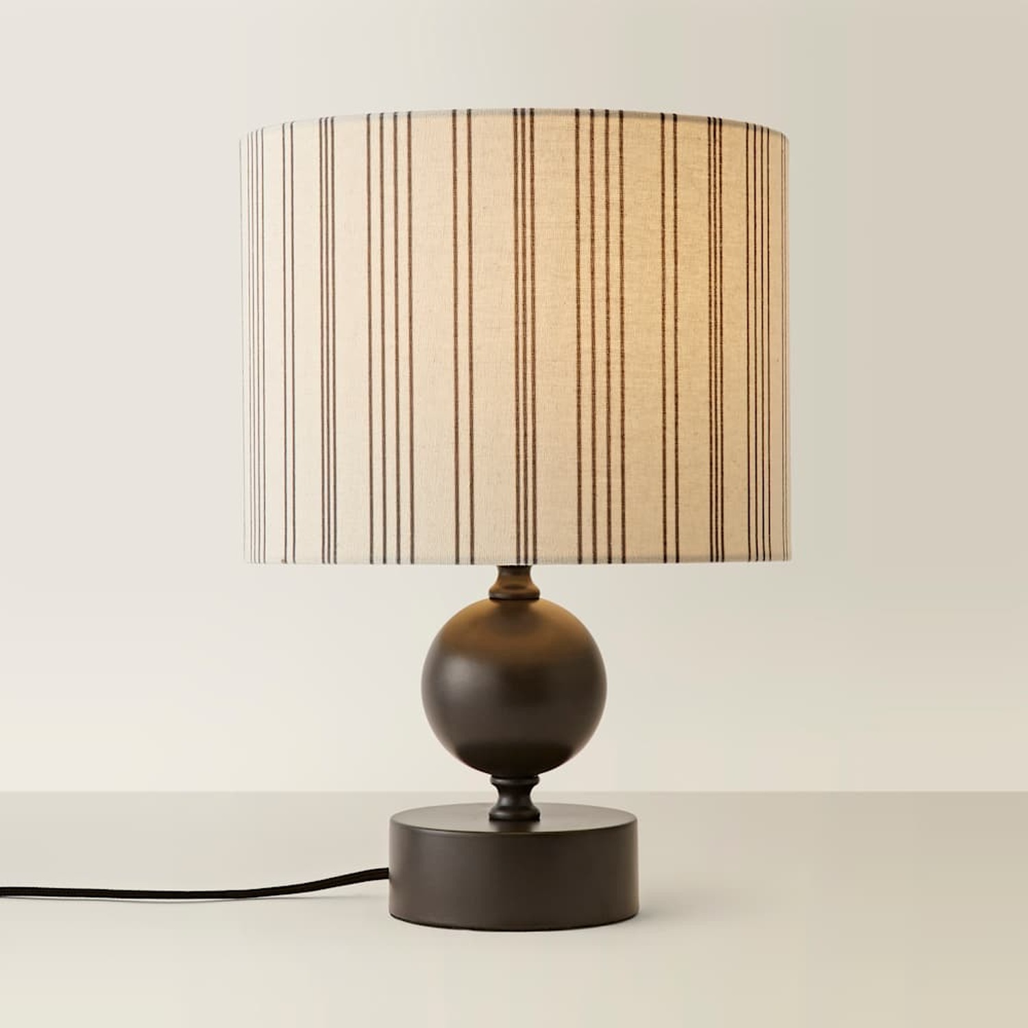 Anthony Candlestick Table Lamp with Stripe Shade