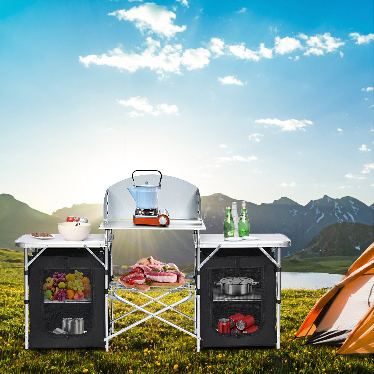 Folding Camping Table with Storage Organizer