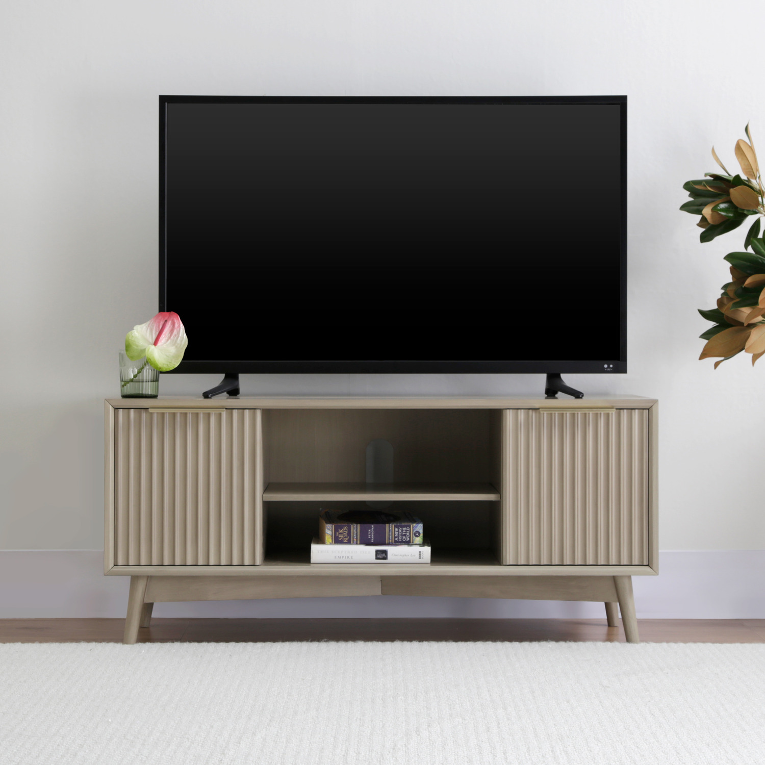 Monza - Fluted TV Unit with Storage
