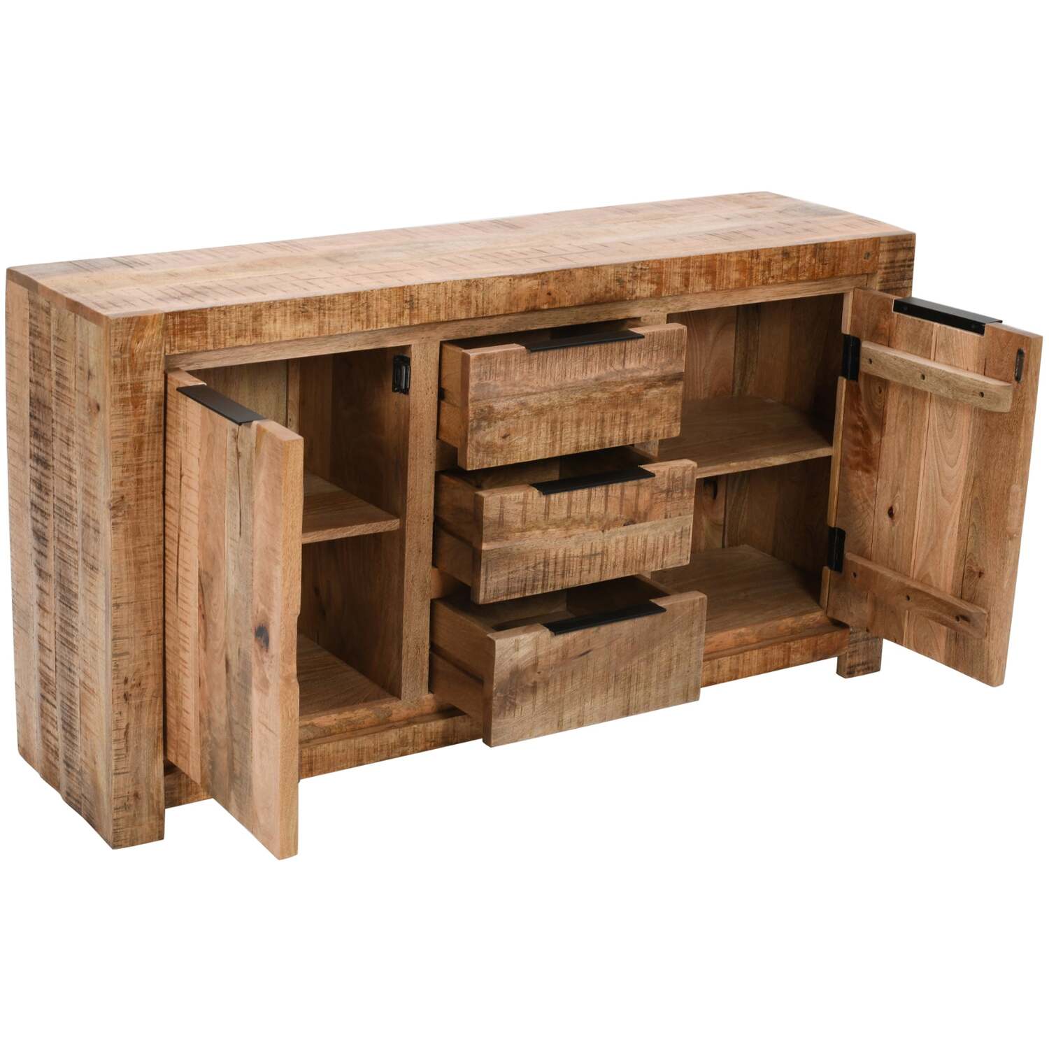 2 Door, 3 Drawer Merlin Mango Wooden Large Sideboard