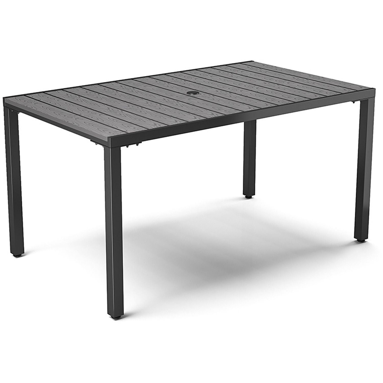 Wood Effect Garden Dining Table with Parasol Hole and Hole Cover