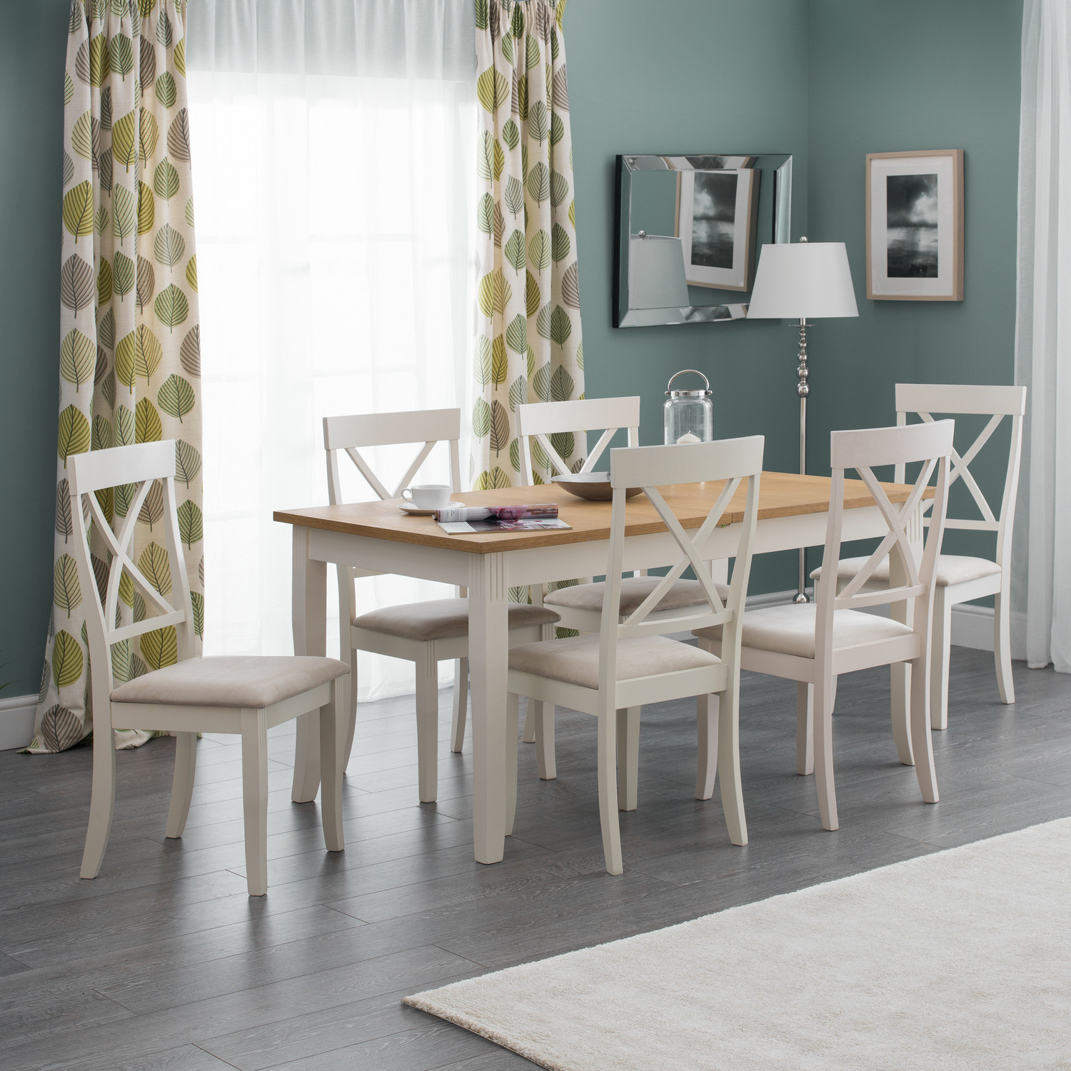 Davenport Ivory and Oak Extending Table and Chairs Set