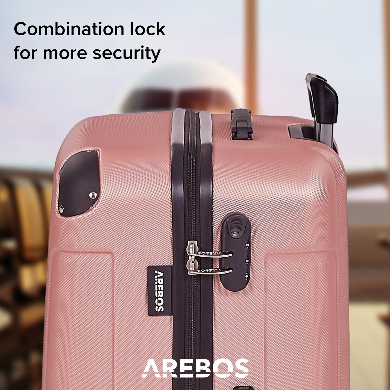 Set of 3 ABS Hard Shell Travel Suitcases With Telescopic Handle