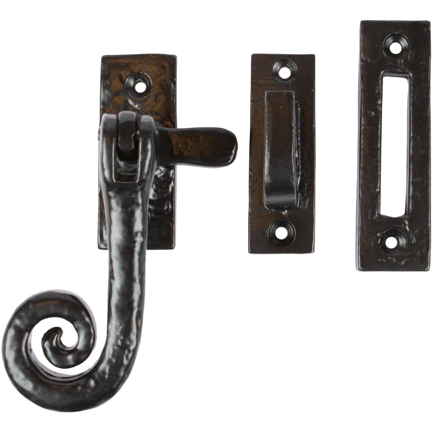 45x115mm Left Handed Curly Tail Window Fastener Black