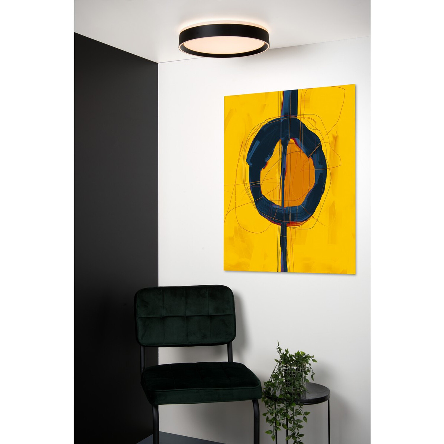 Nuria 18cm Modern Flush Ceiling Light Black