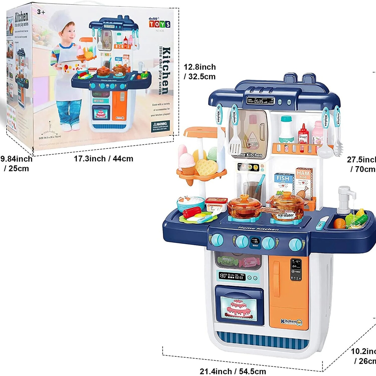 Miniature Kitchen Play Set with 34 Accessories blue