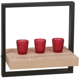 nova framed floating shelf kit - oak effect shelf with black frame