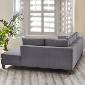 Foster L Corner Living Room Velvet Fabric Sofa Set