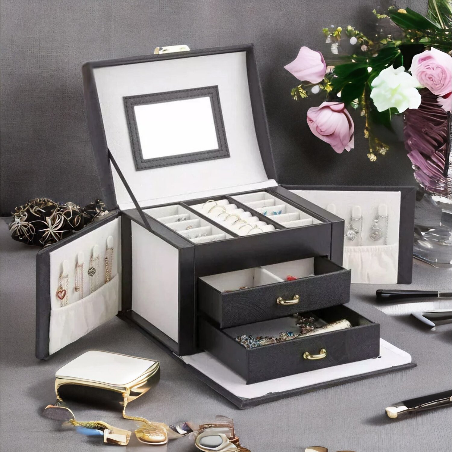 3 Tier Jewellery Box With Lock And Key