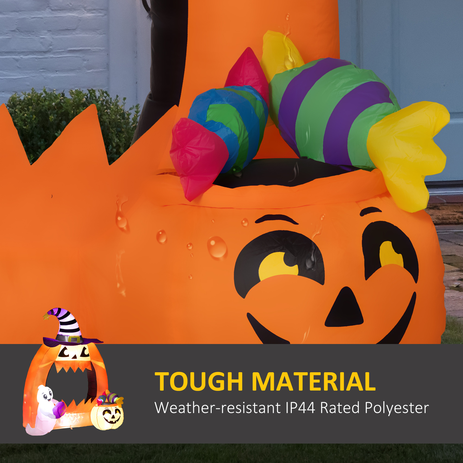 Outsunny 4.9FT Halloween Inflatable Pumpkin Archway with Cute Ghost