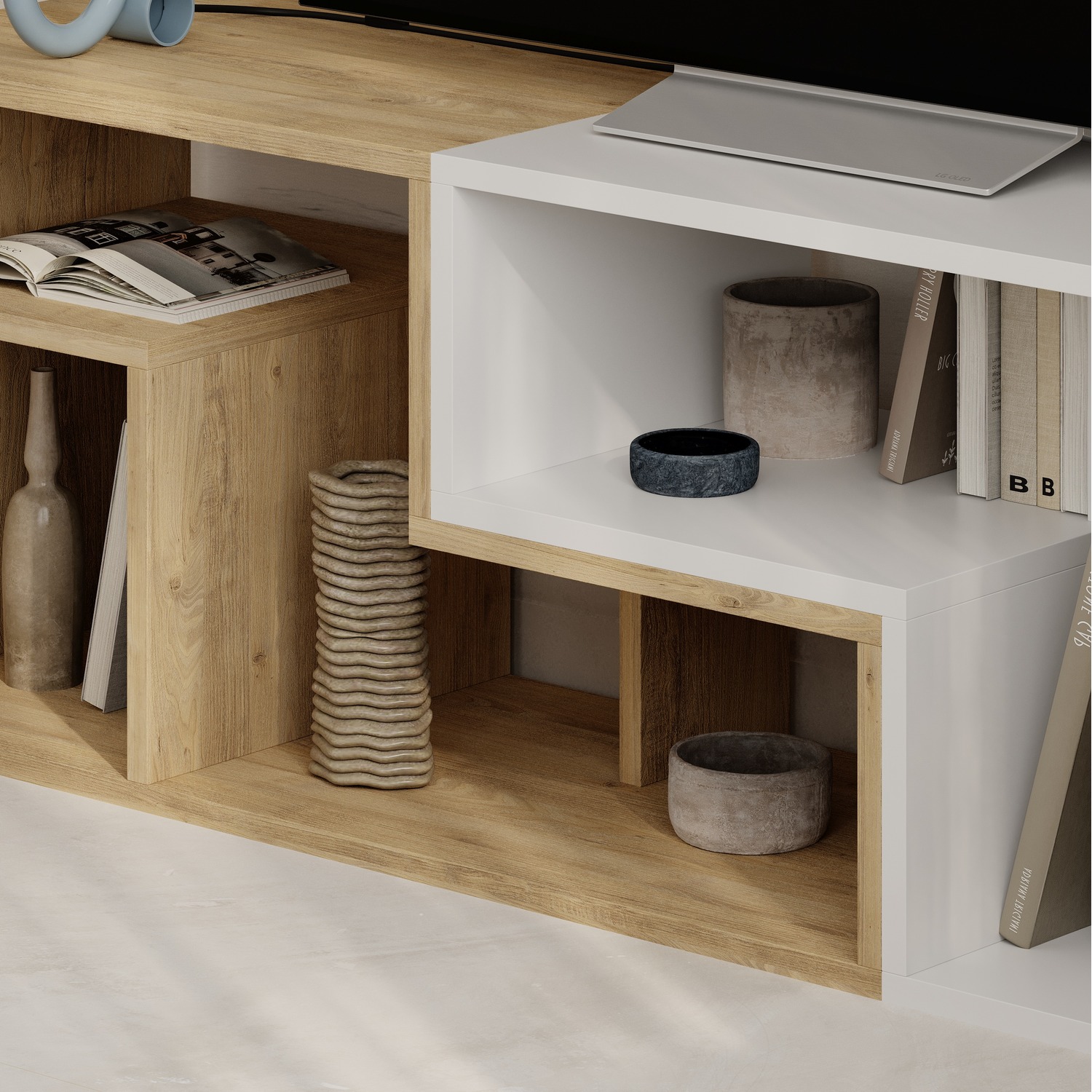 Glis Modern Corner TV Unit with Adjustable Shelves