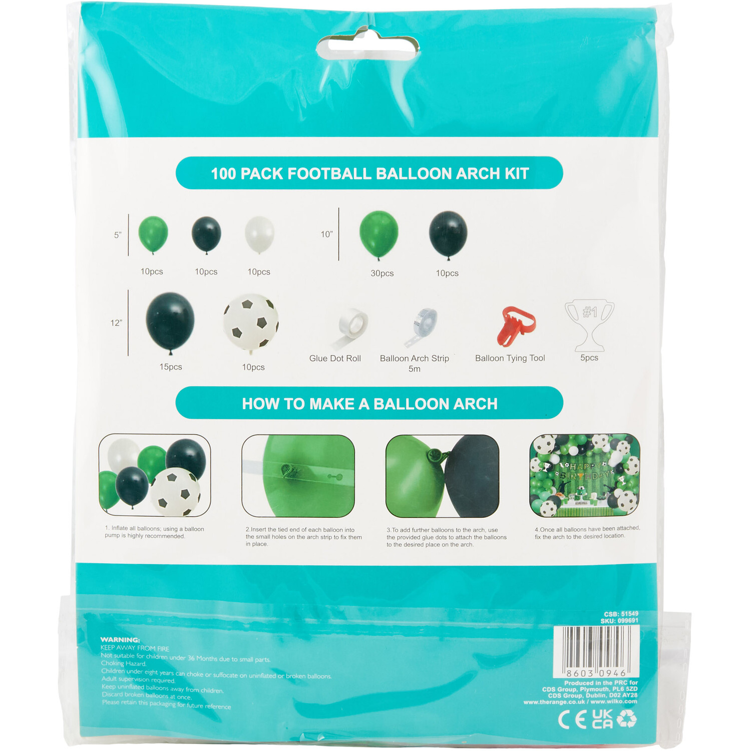 Pack of 100 Football Balloon Arch Kit