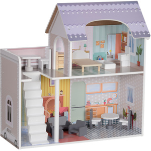2 Storey Dolls House with 13 Pieces Furniture