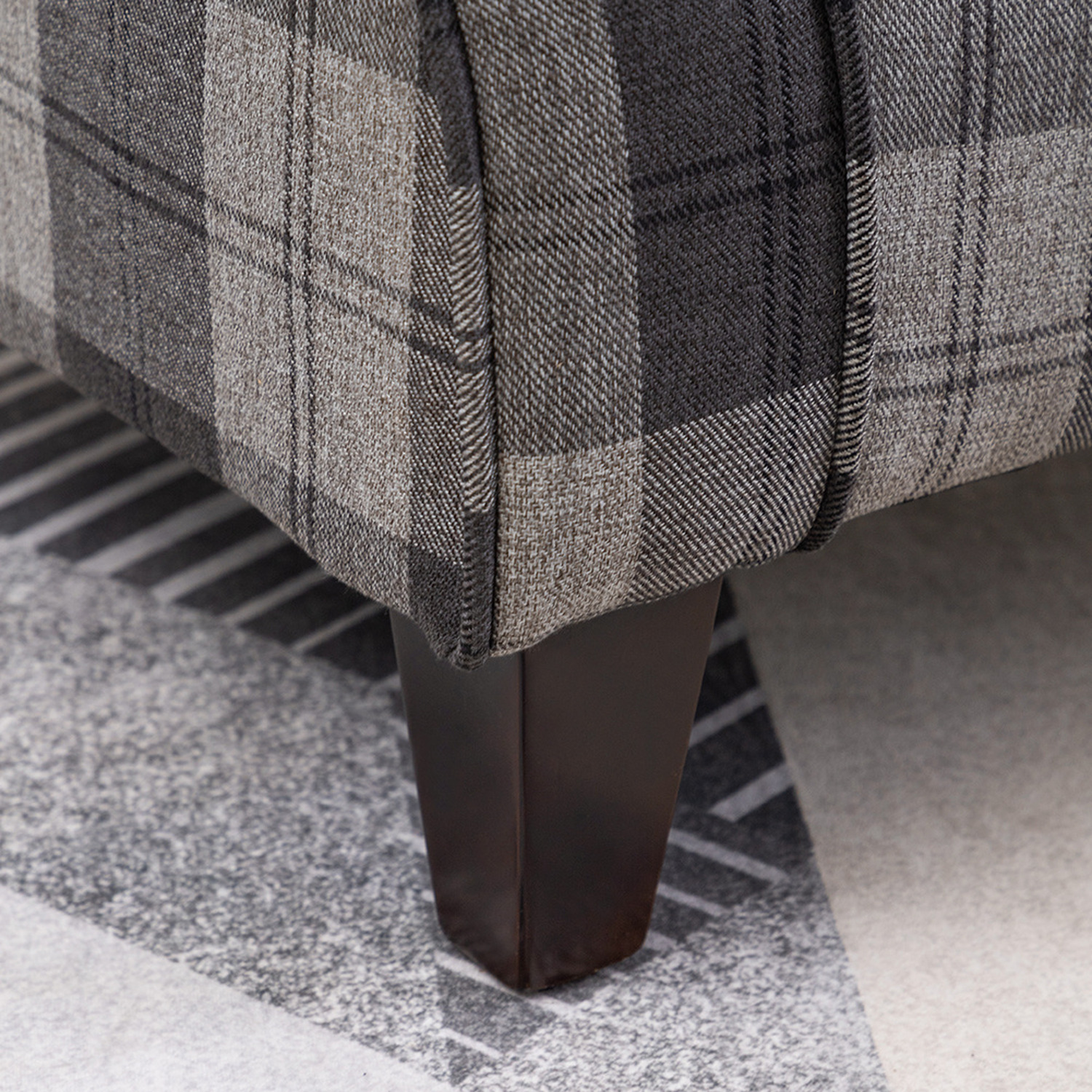 Linen Wingback Chair Checked Pattern
