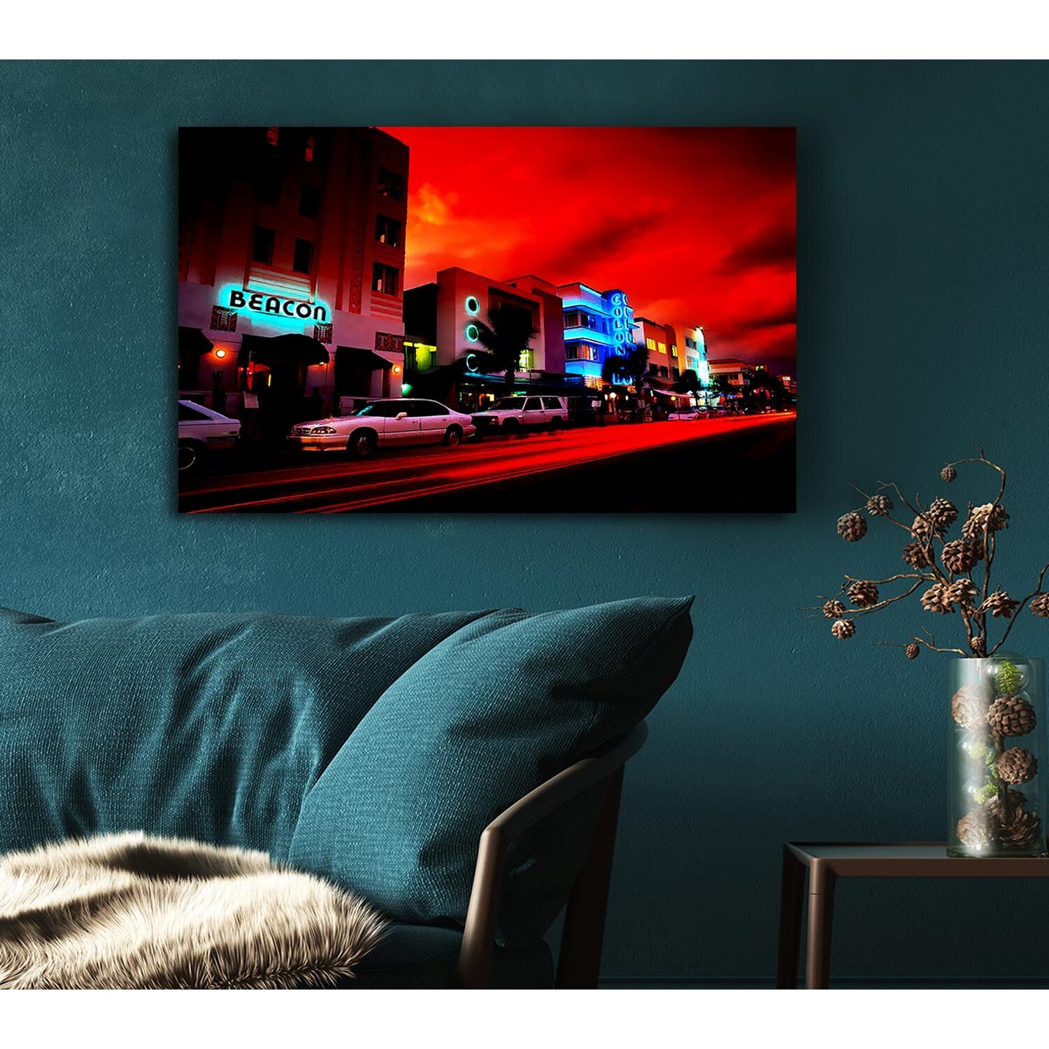 Los Angeles Red Glow Canvas Print Wall Art