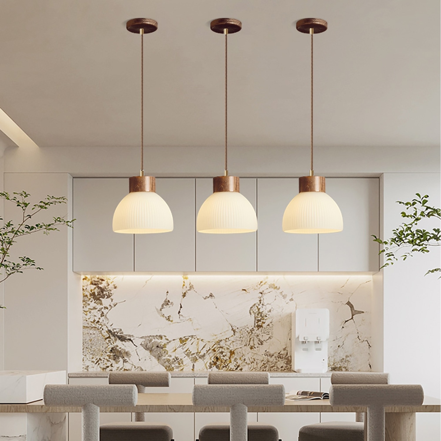 Pendant Ceiling Lamp Dinning Room Hall Way Wood Effect