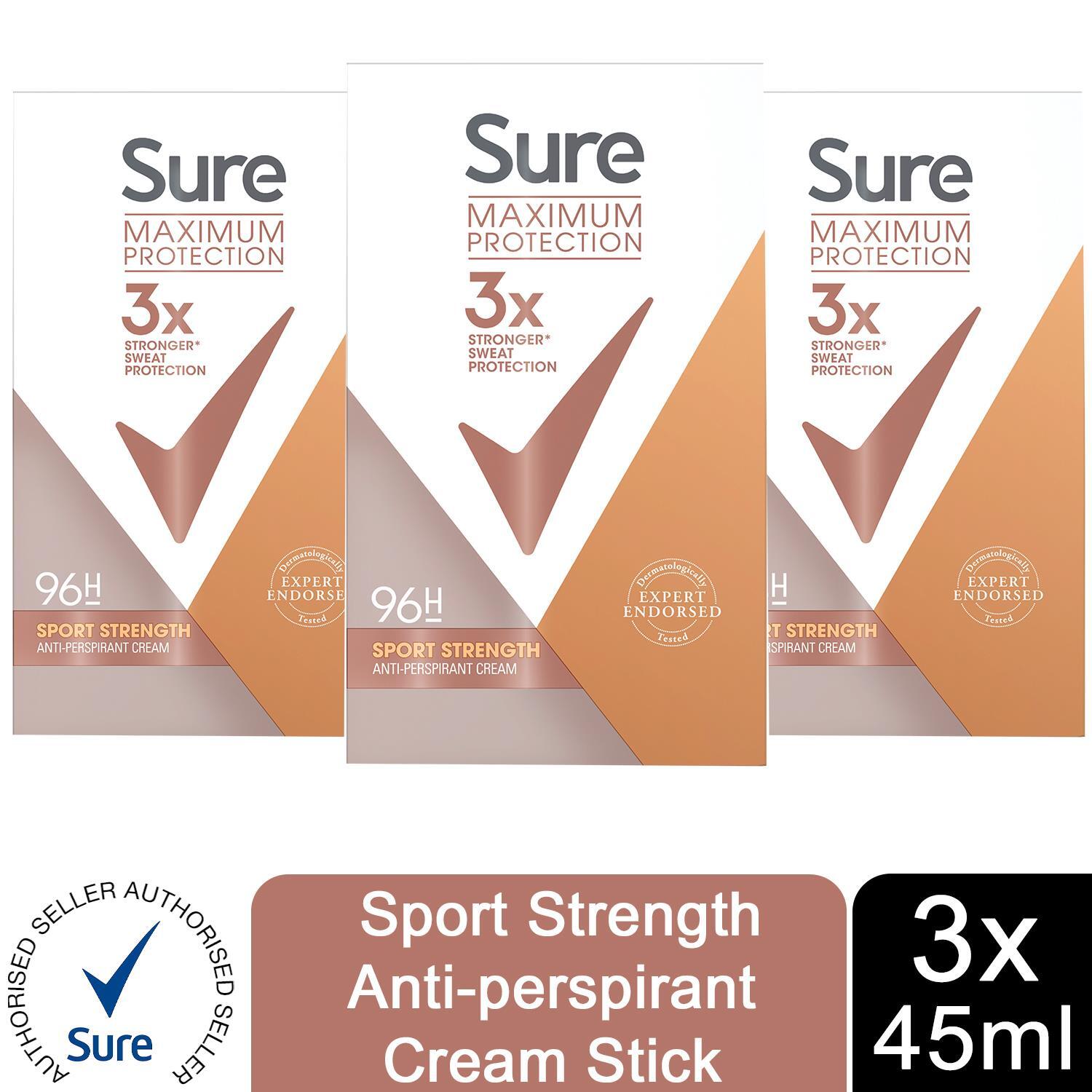 Sure Women Maximum 96-H Protection Sports Strength Deodorant Cream, 45ml