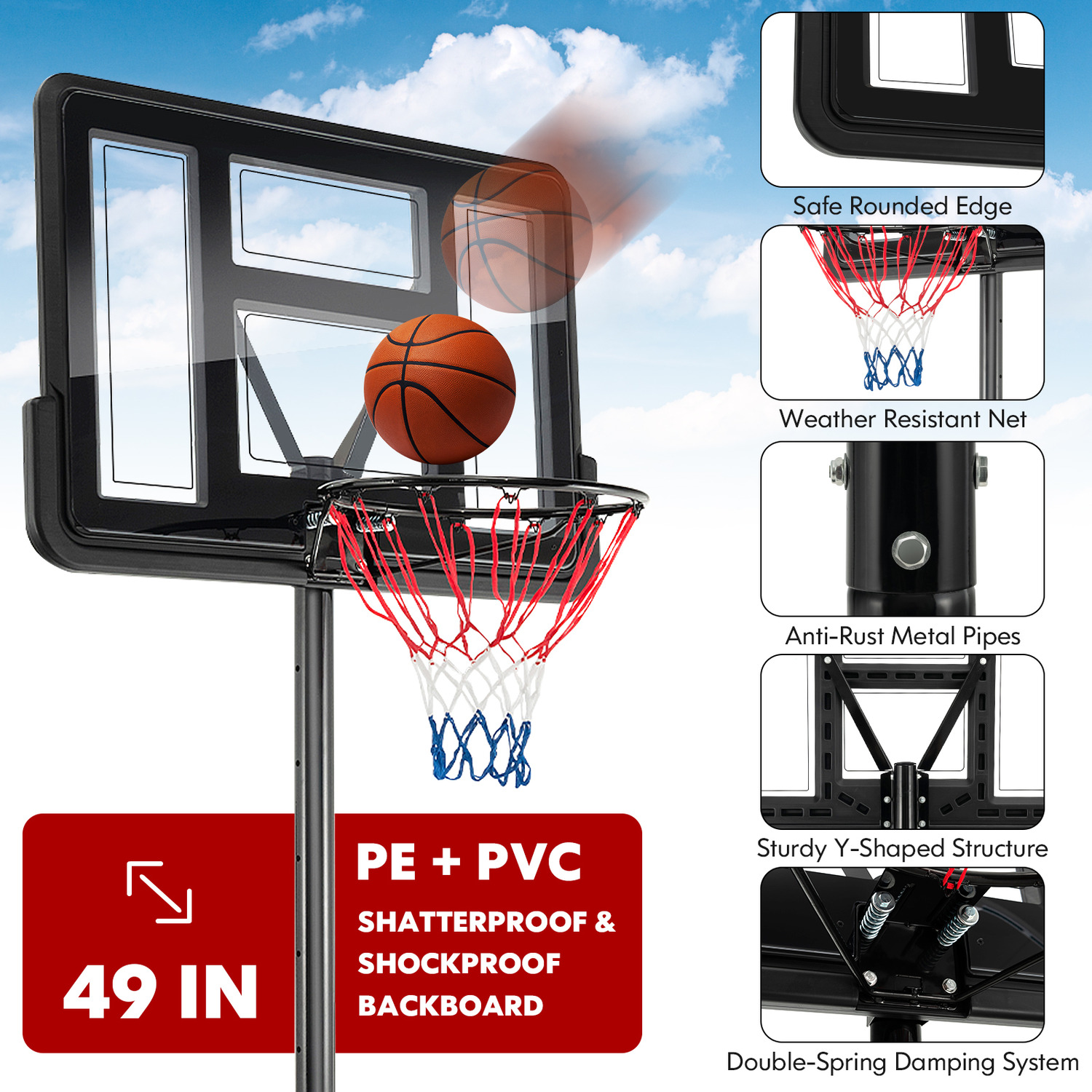 1.9-3.6M Basketball Hoop System