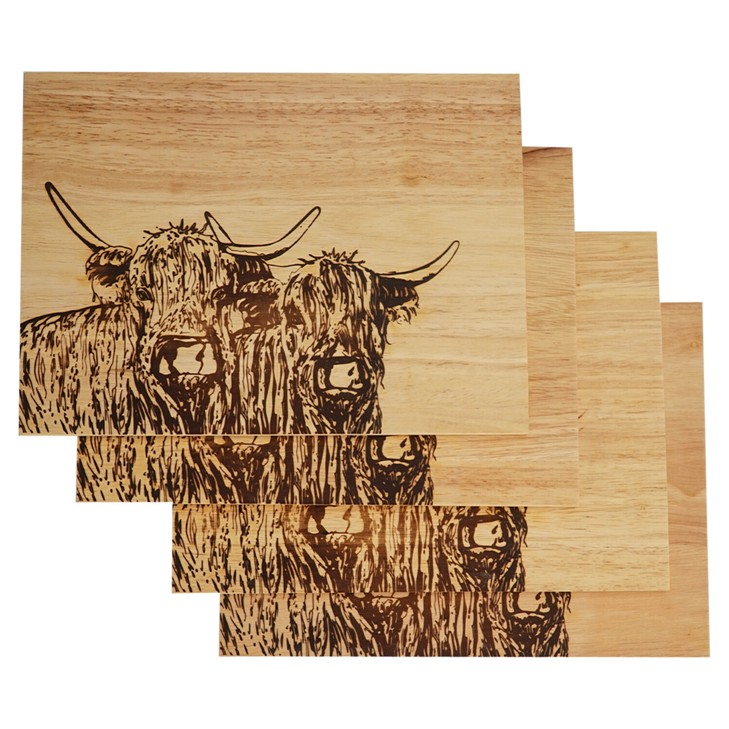 Pack of 4 Highland Cow Oak Placemats