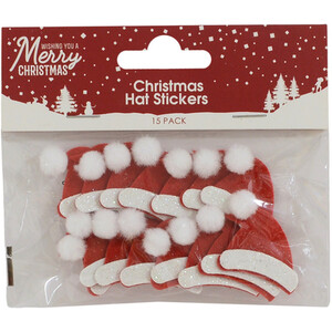 Pack of 15 Christmas Hat Stickers