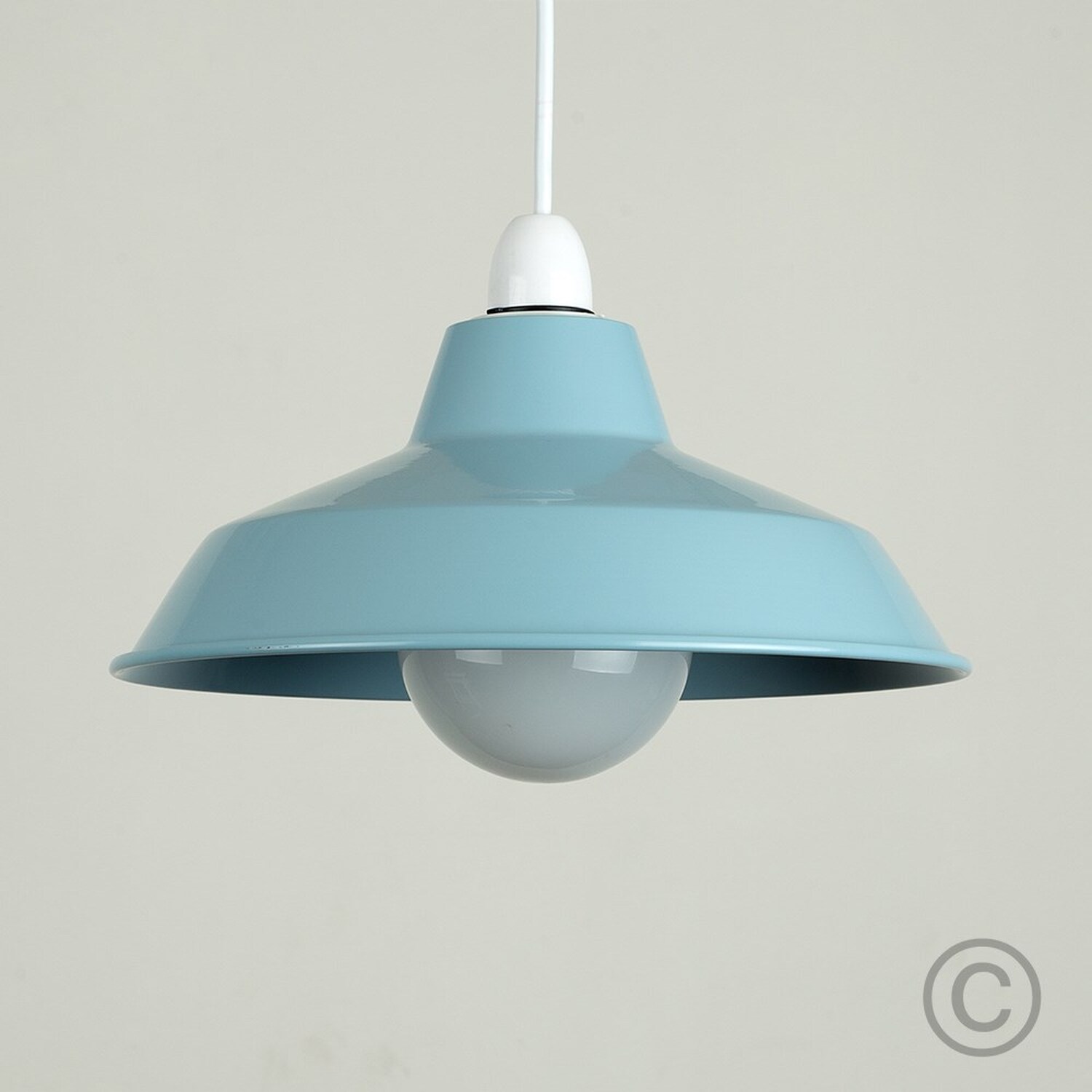 Retro Style Gloss Blue Metal Reflector Ceiling Pendant Light Shade