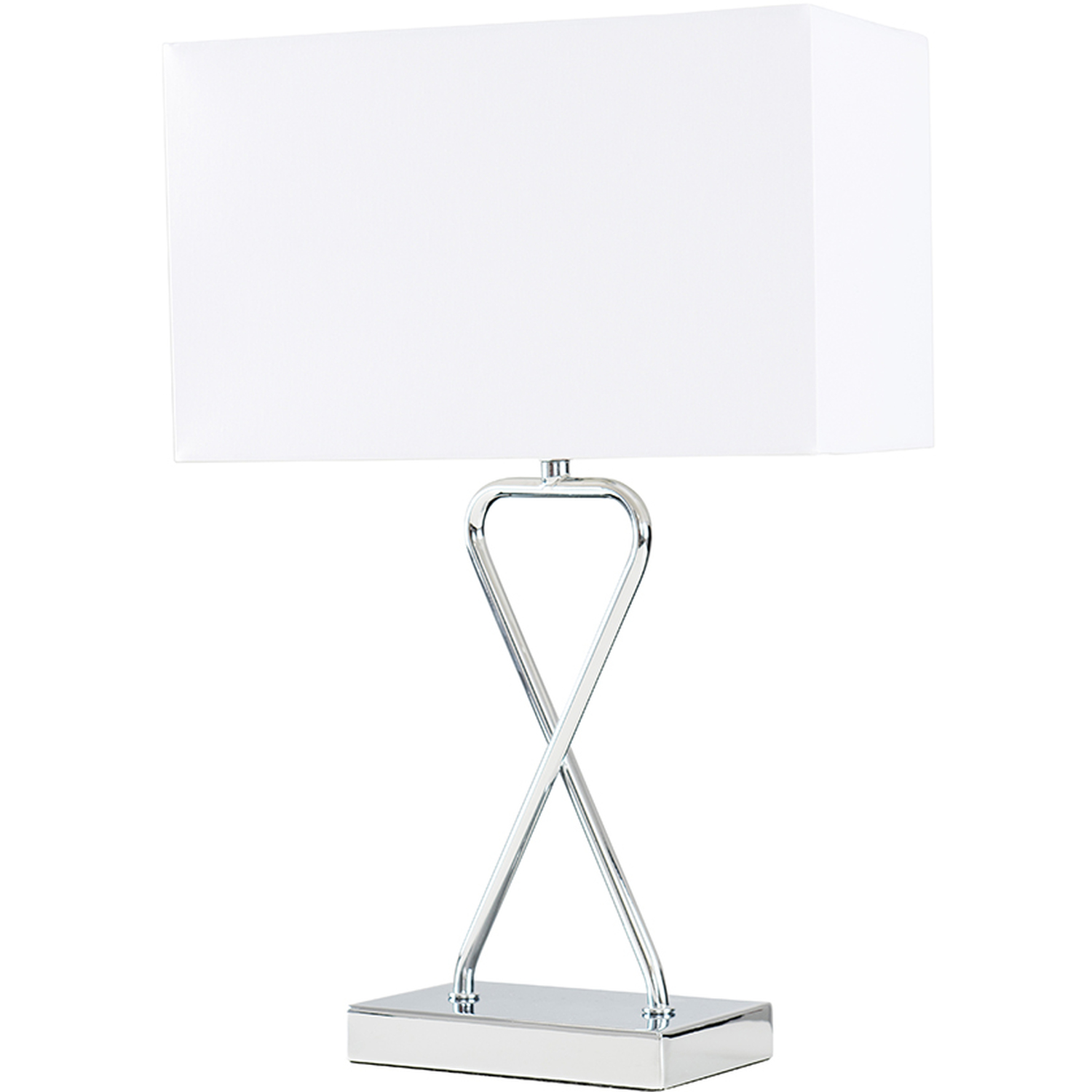 Contemporary Polished Chrome Table Lamp With White Rectangular Shade
