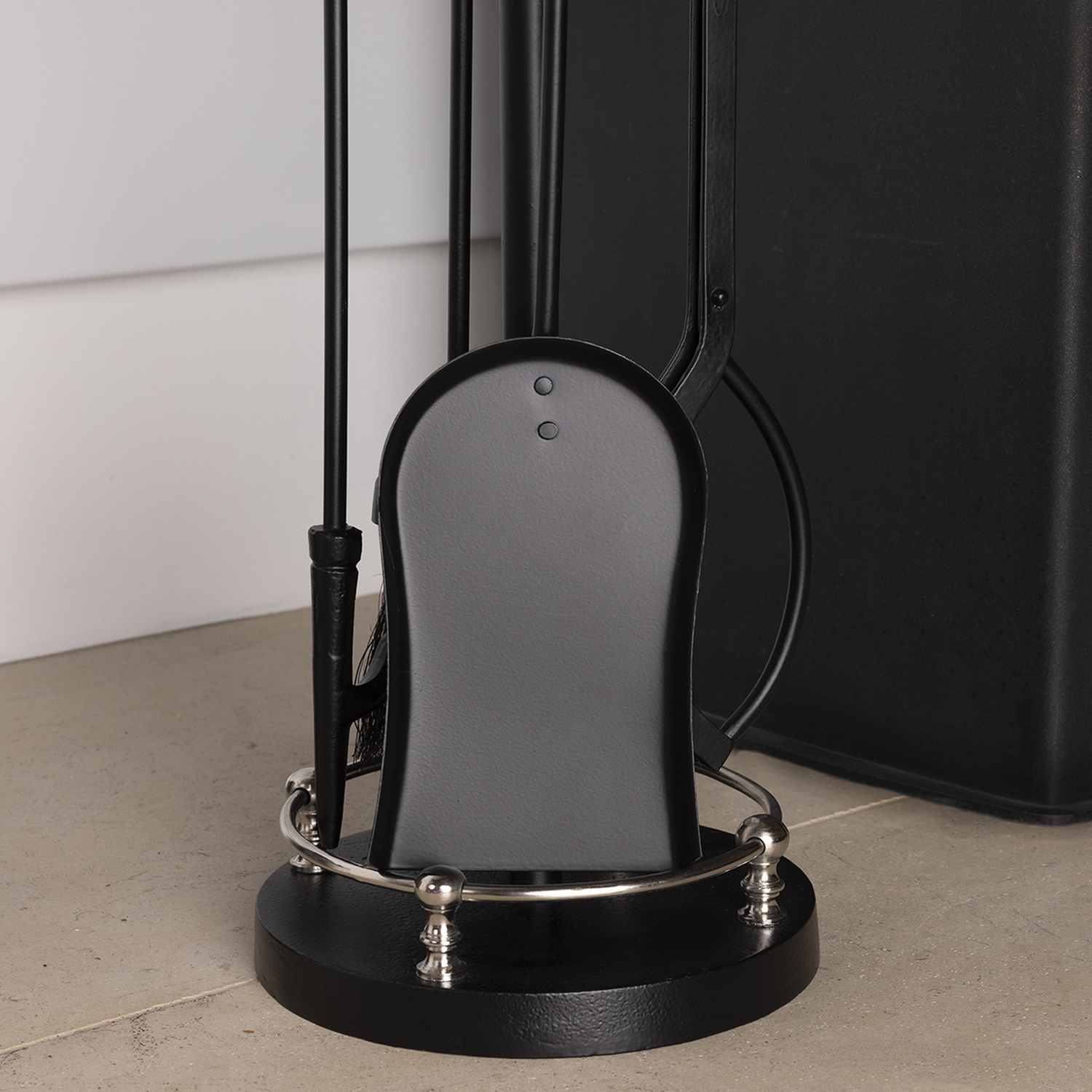 Sycamore Fireside Companion Set Iron Tool Stand Handles Circular Base