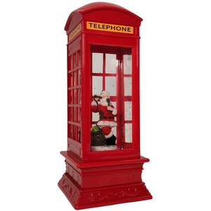 Christmas Water Spinner of Red Telephone Box Design with Santa