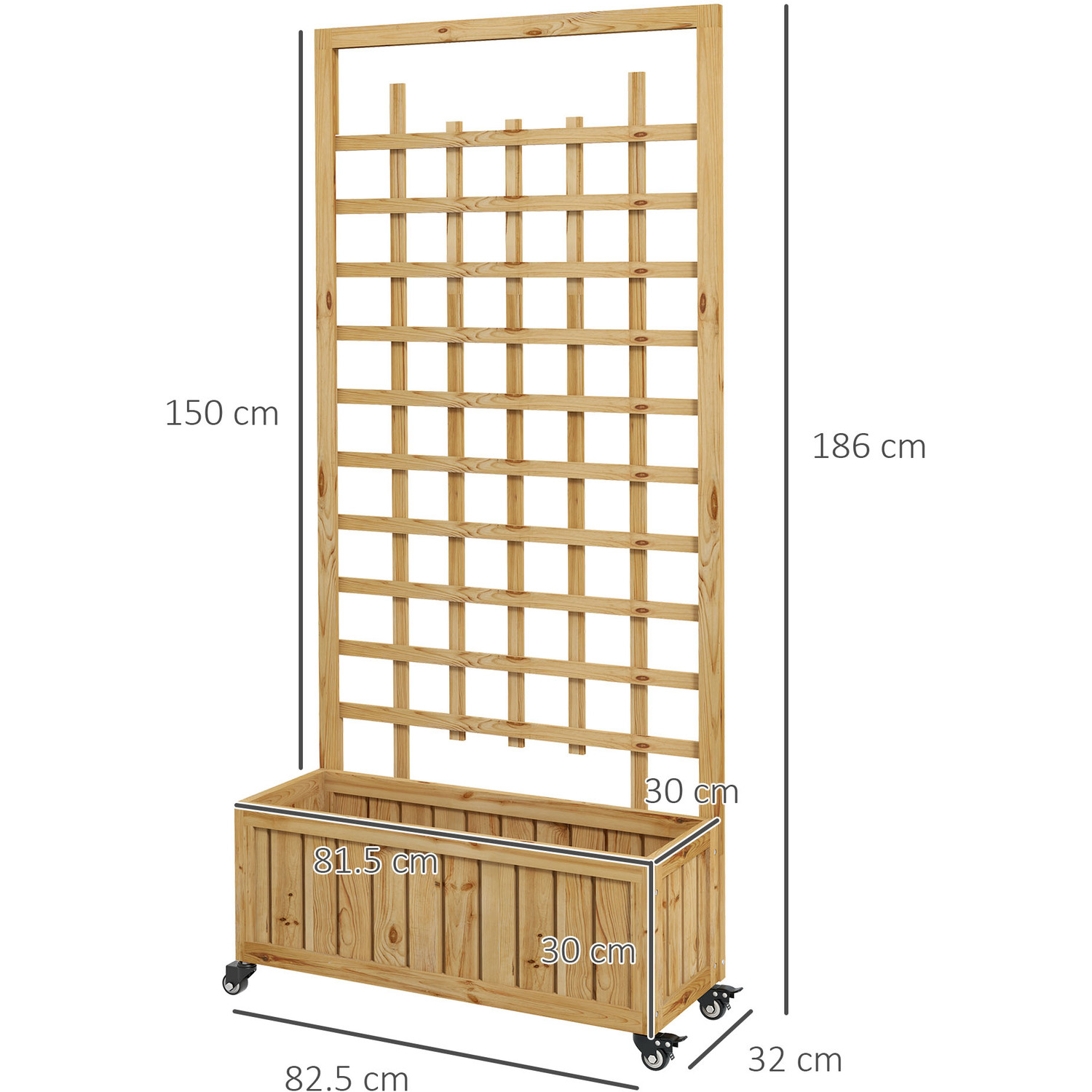 Raised Garden Bed Trellis Planter with Wheels and Bed Liner