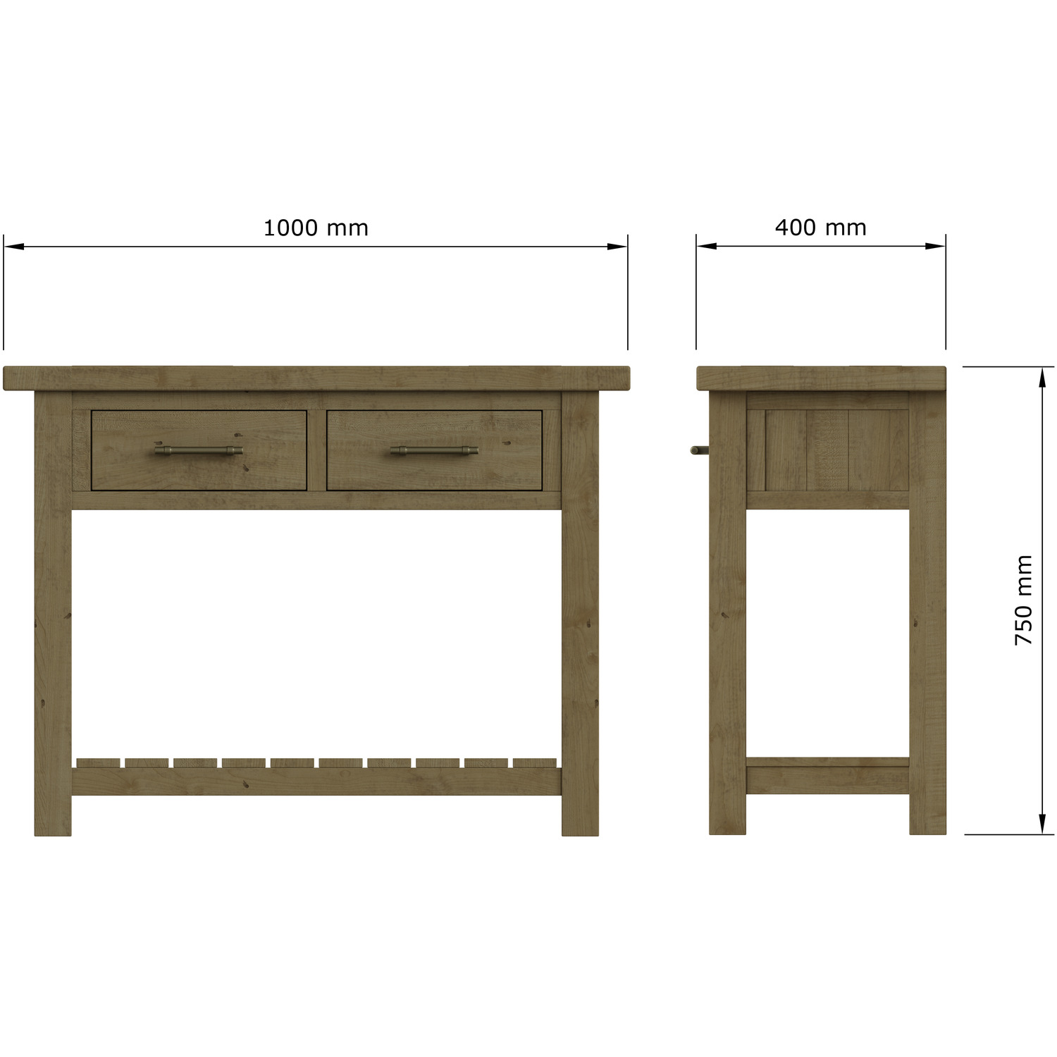 Solid Reclaimed Natural Pine Console Table