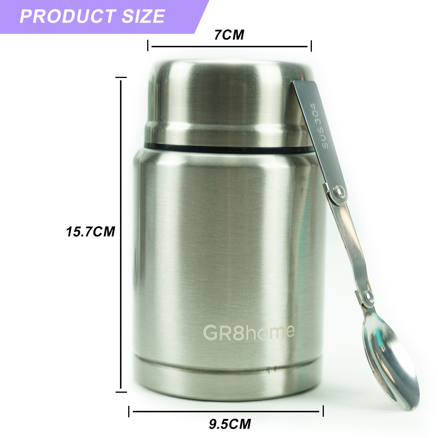 500ml Vacuum Insulated Food Flask With Spoon