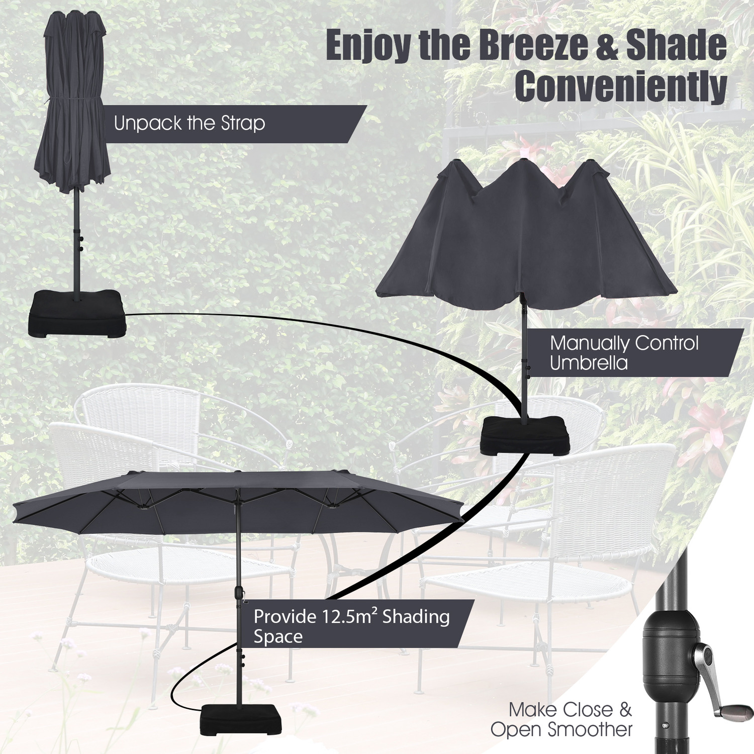 4.6M Patio Parasol Market Twin Umbrella