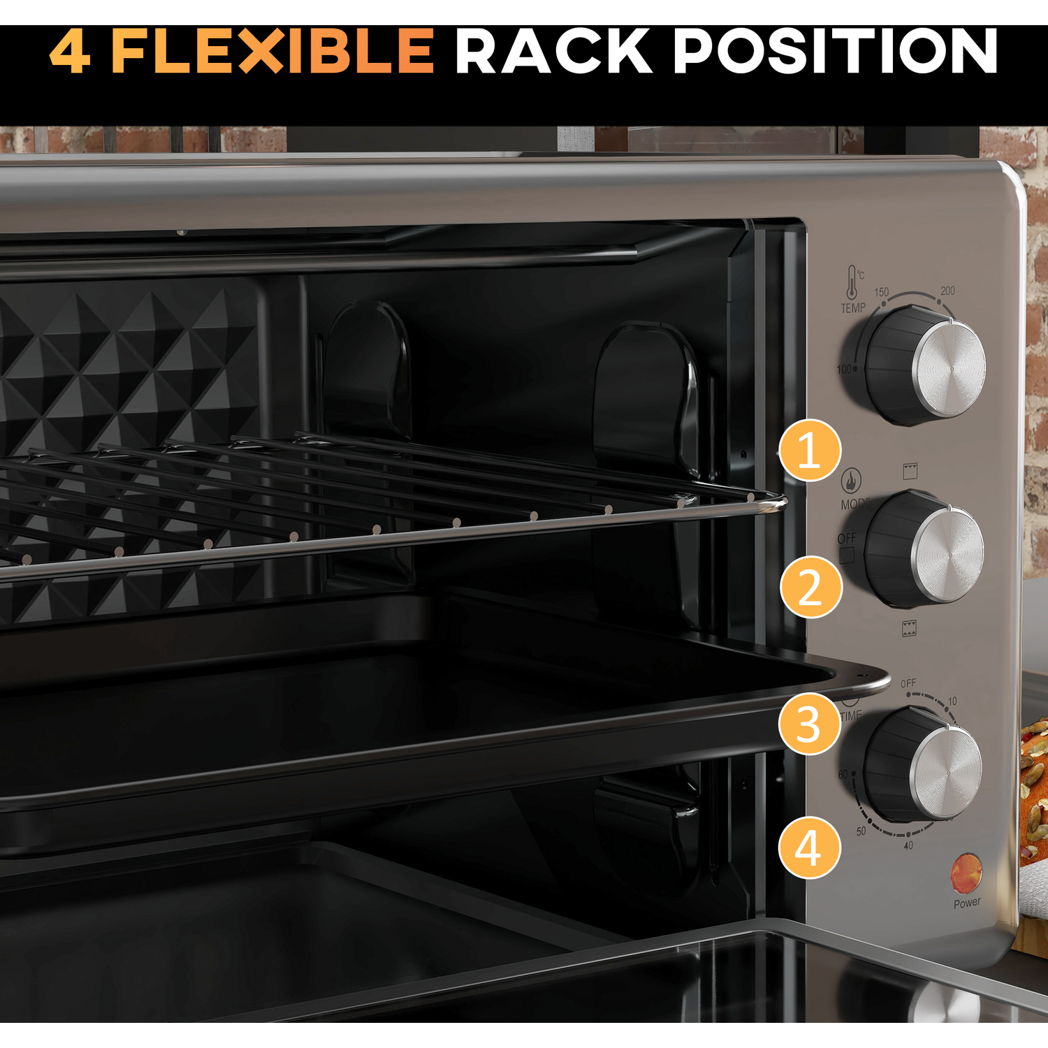 HOMCOM 30L Mini Oven with Adjustable Temperature and Timer