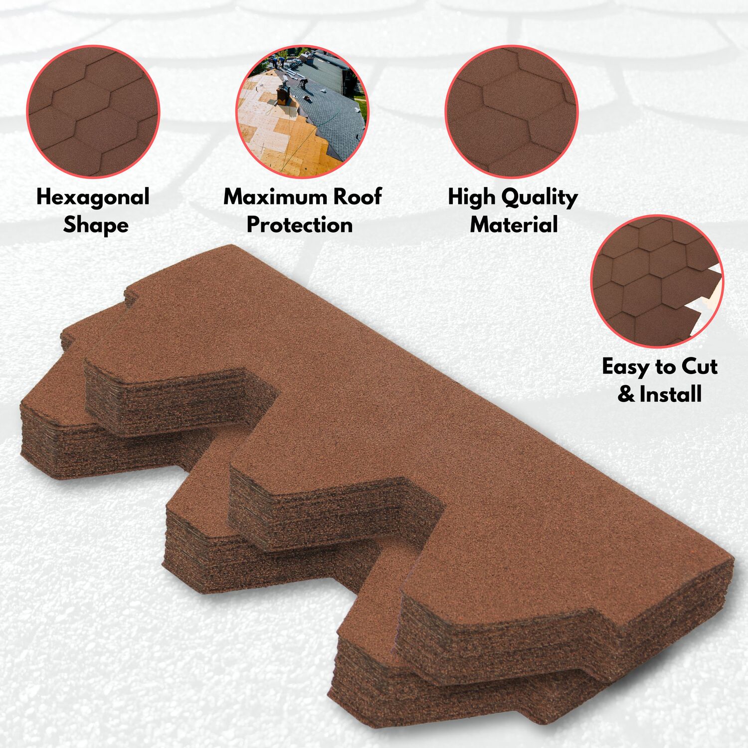 25 Pieces Asphalt Roof Shingles Hexagonal Shape