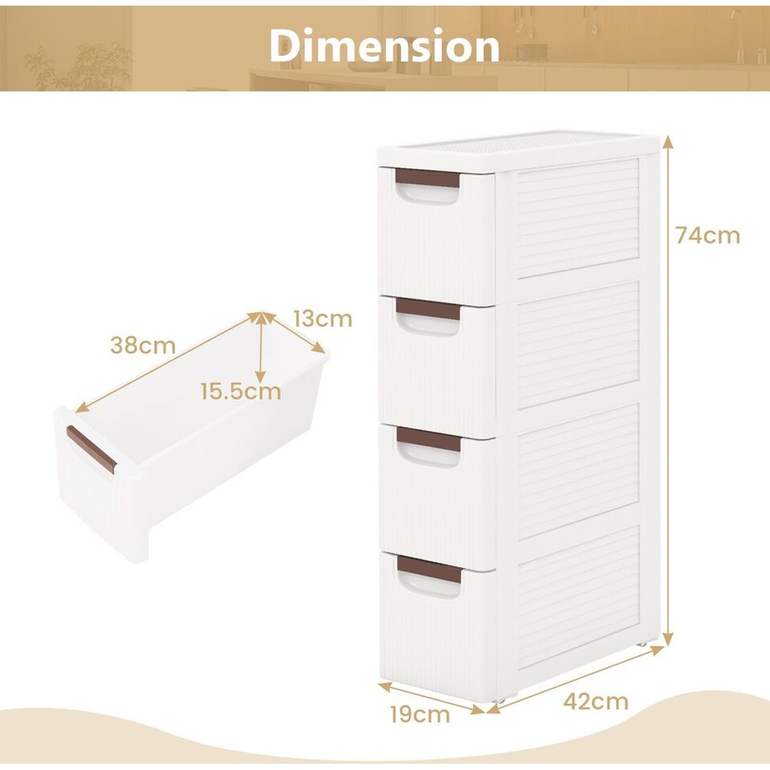 4-Drawer Bathroom Storage Unit