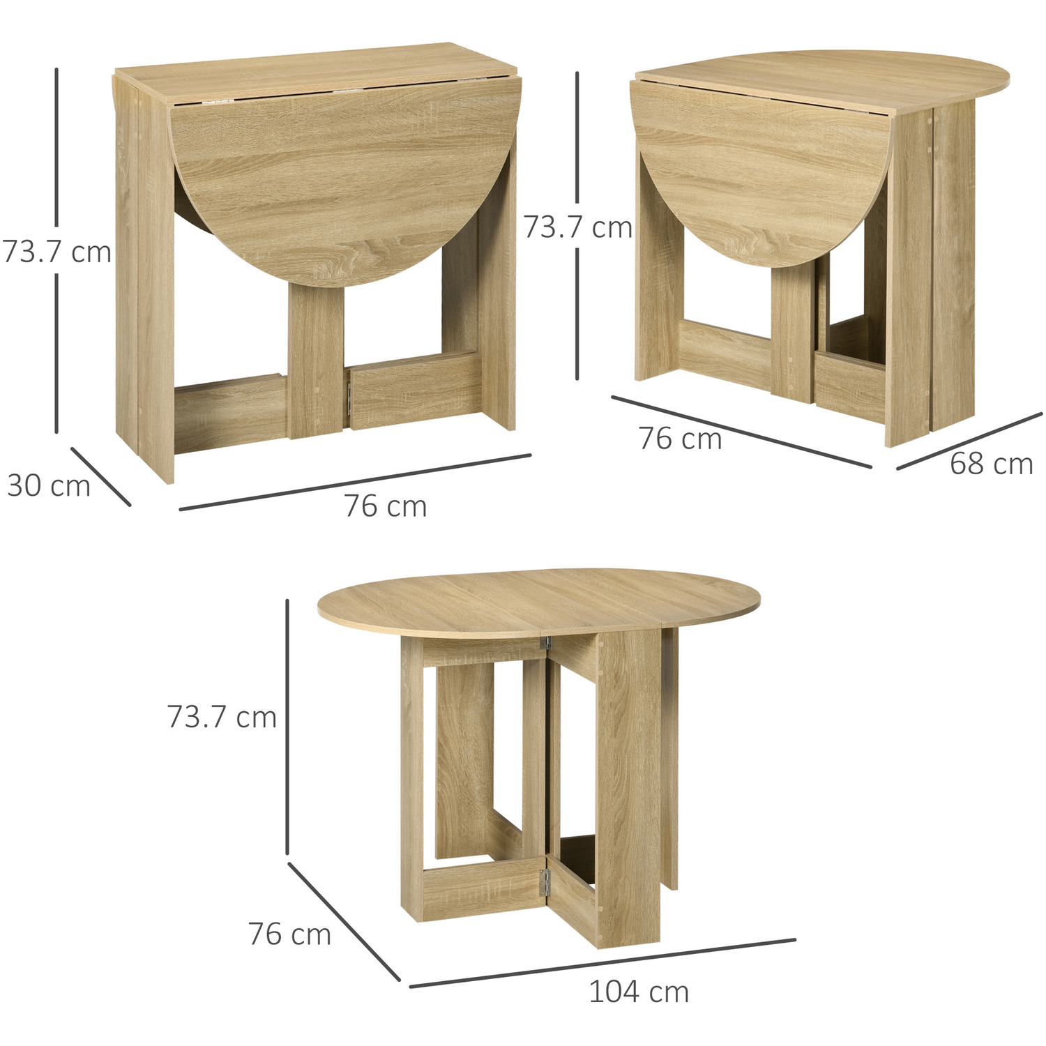 HOMCOM Drop Leaf Foldable Dining Table