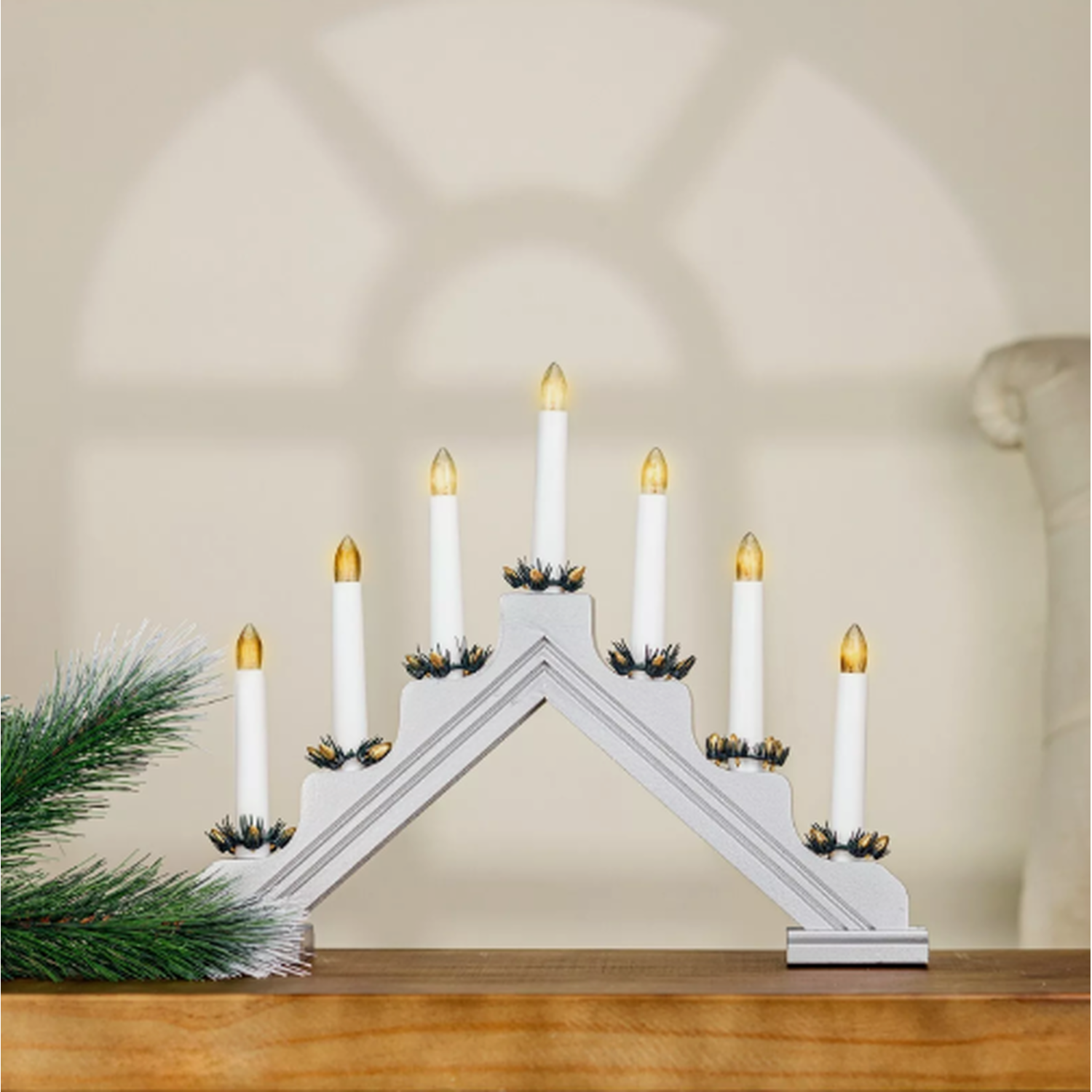 Christmas Wooden Silver Candle Arch