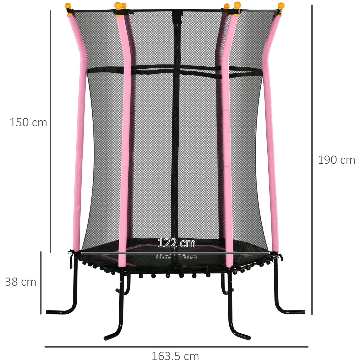 HOMCOM Kids Trampoline With Enclosure Indoor Outdoor