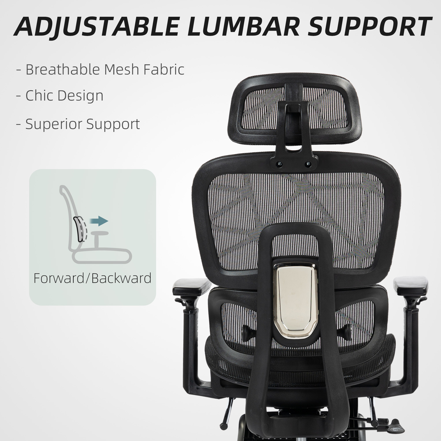 HOMCOM Executive Office Chair Ergonomic Mesh High Back with Lumbar Support