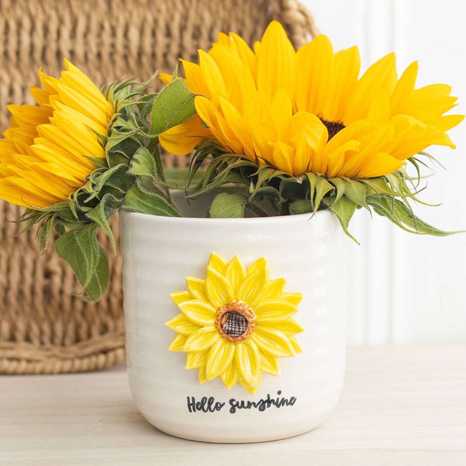 Ceramic Indoor 3D Sunflower Plant Pot