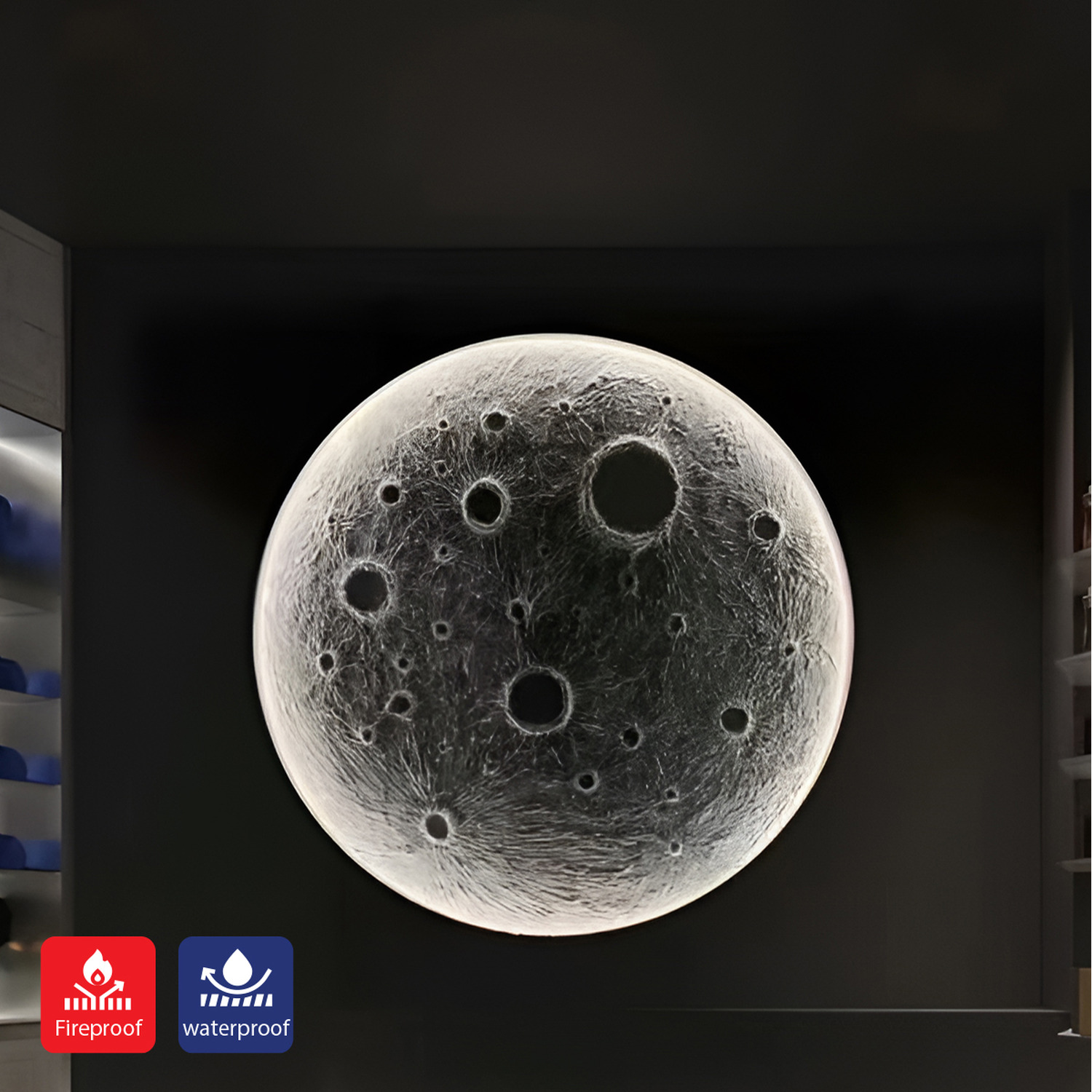 Moon Crater PU Wall Panel White Textured Finish Size 1200 x 600 x 60 mm