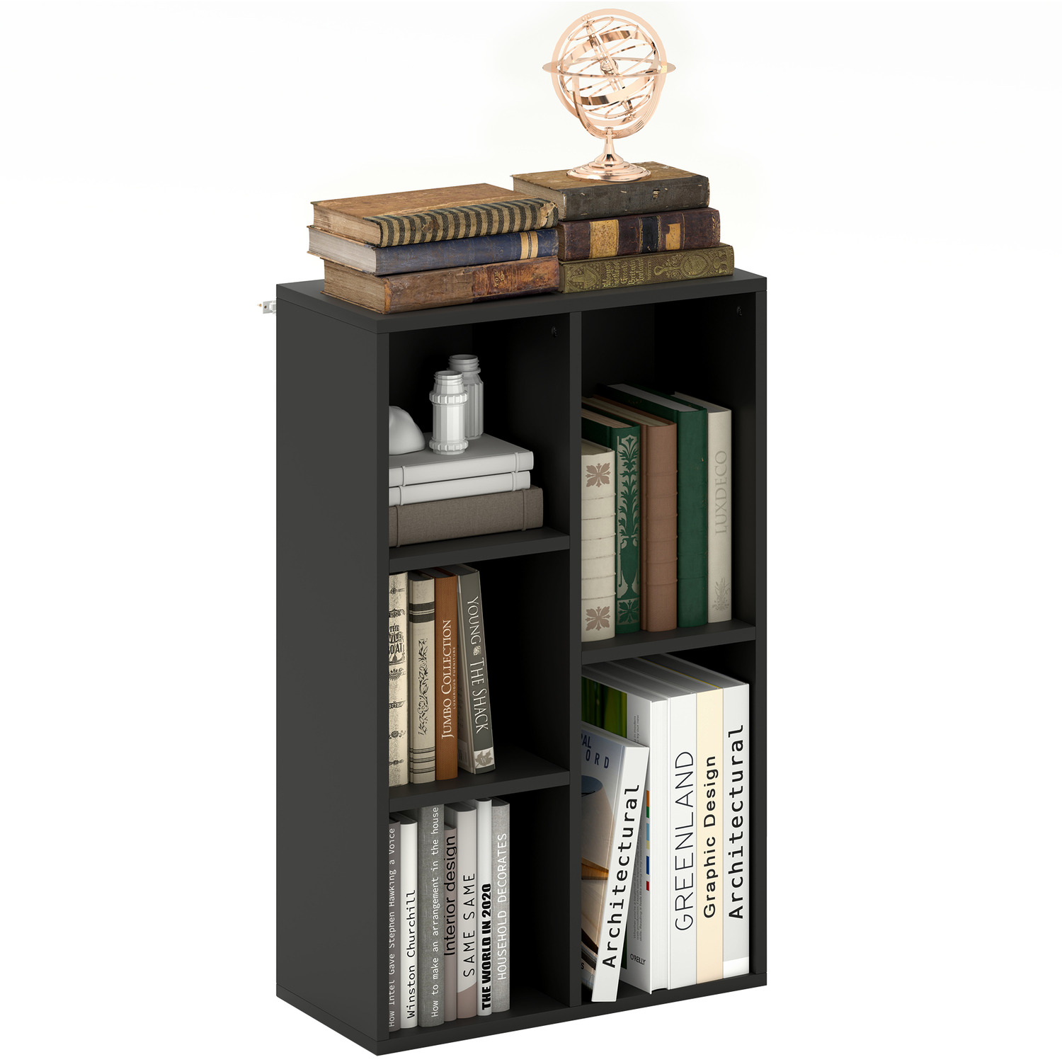 HOMCOM 2 Tier Bookshelf with 5 Open Storage Compartments