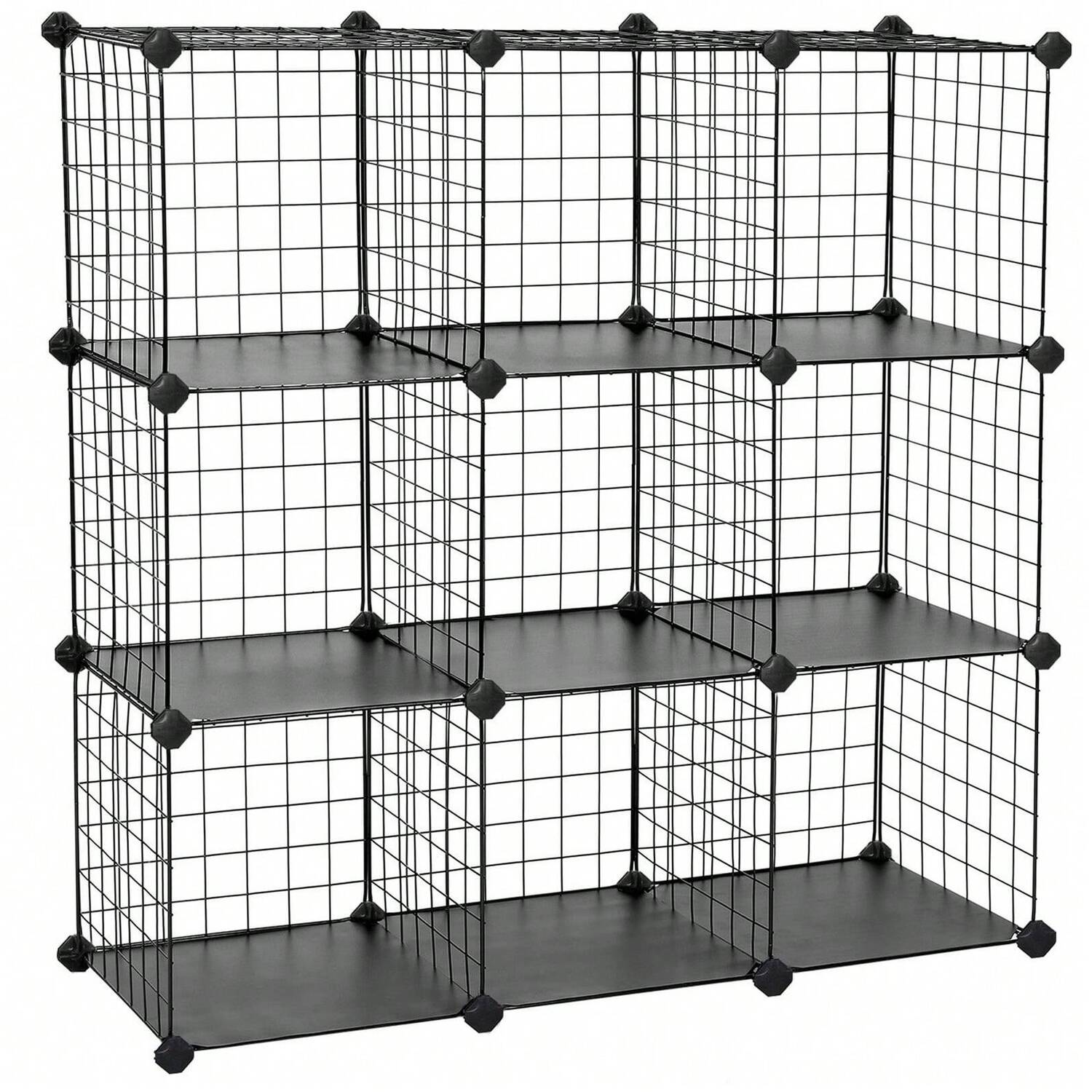 9-Cube Wire Grid Storage Rack