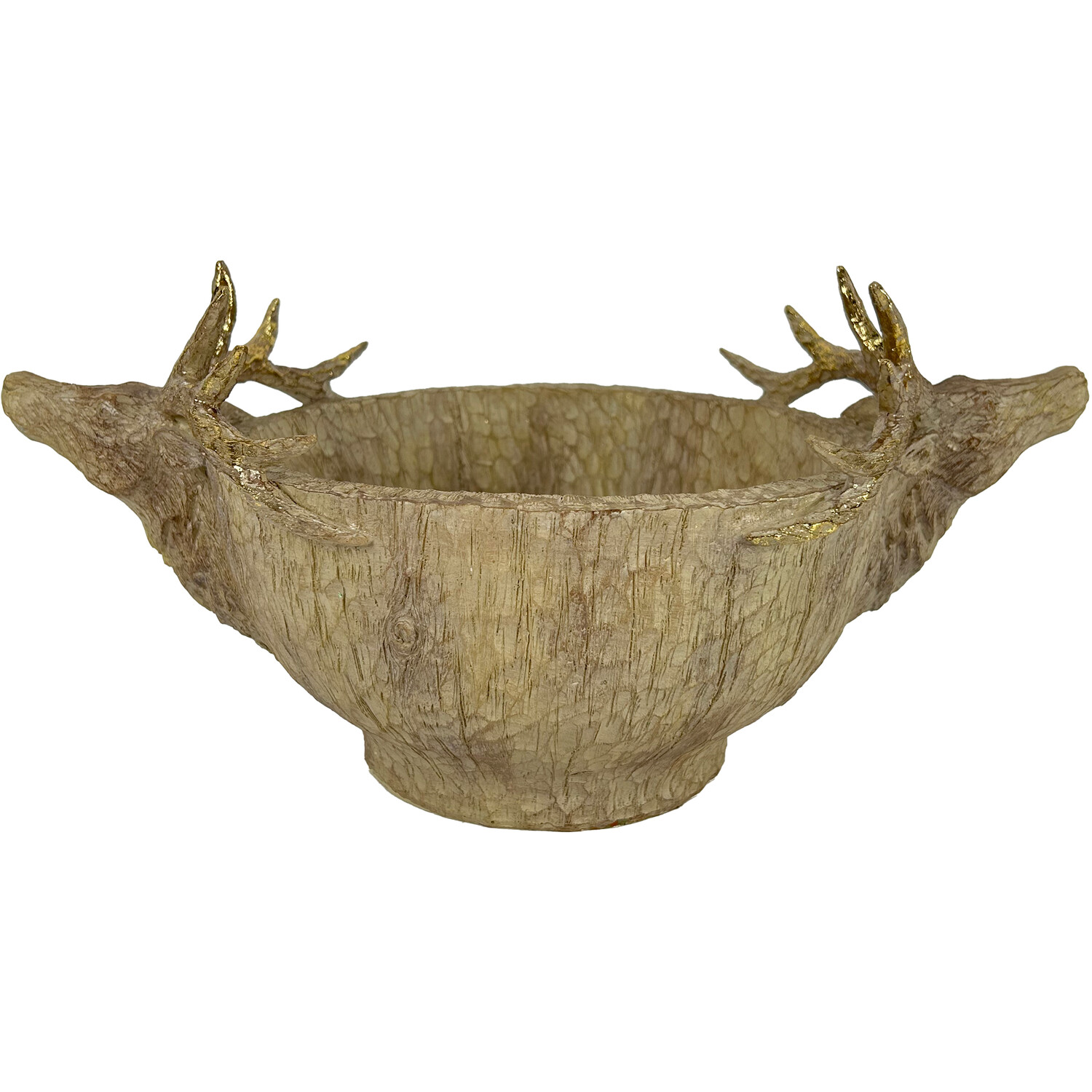 Wood Effect Decorative Stag Bowl
